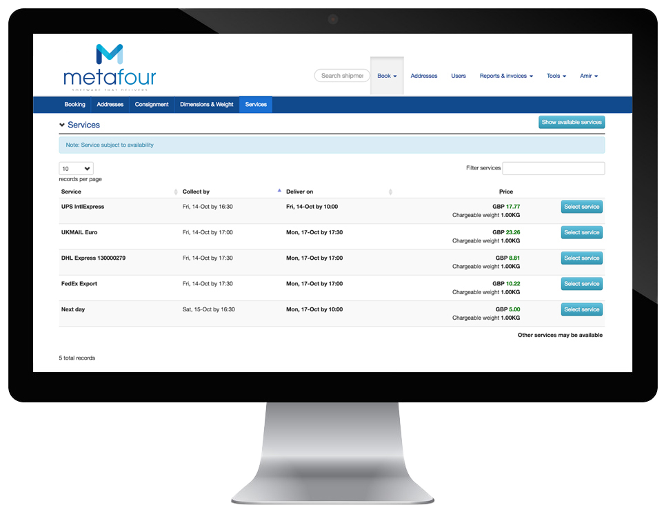 NetCourier Rate Shopping | Metafour.com